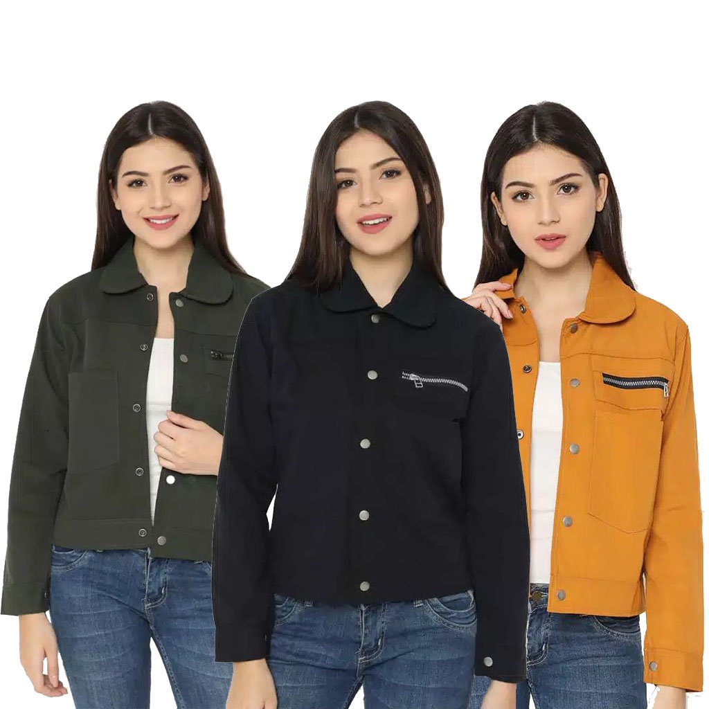 Jual Jaket Crop Trucker Semi Parka Wanita / Jaket Crop Semi Parka Cewe ...
