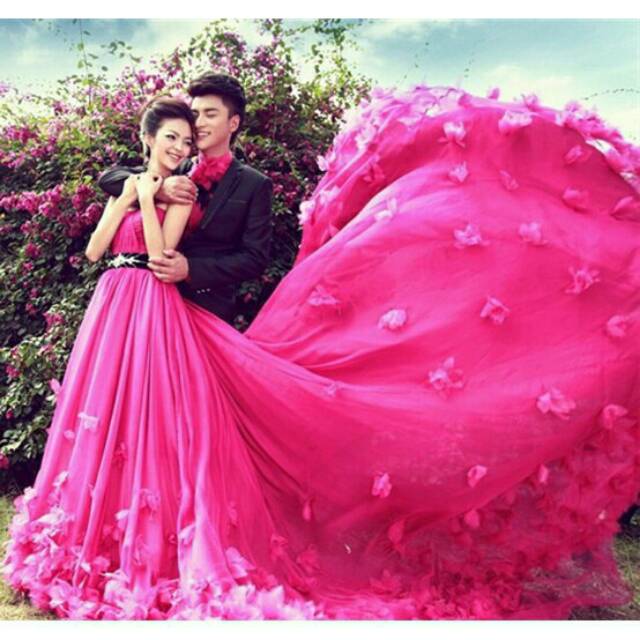 Jual Gaun pengantin cantik warna pink (gaun saja) | Shopee Indonesia