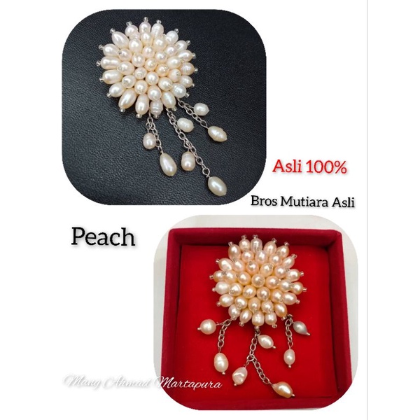 Jual [ Grosir ] Bros Wanita Batu Mutiara Asli Warna Peach Kwalitas ...