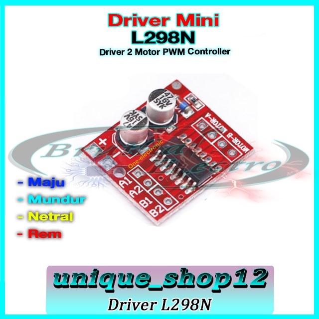 Jual Mini Modul Driver 2 Motor L298N PWM Controller Pengendali Dinamo ...