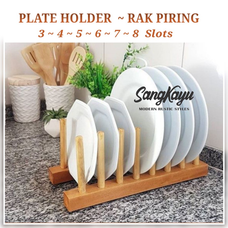 Jual SangKayu Rak Tempat Penyimpanan Piring Dapur Rak Piring Kayu Plate ...