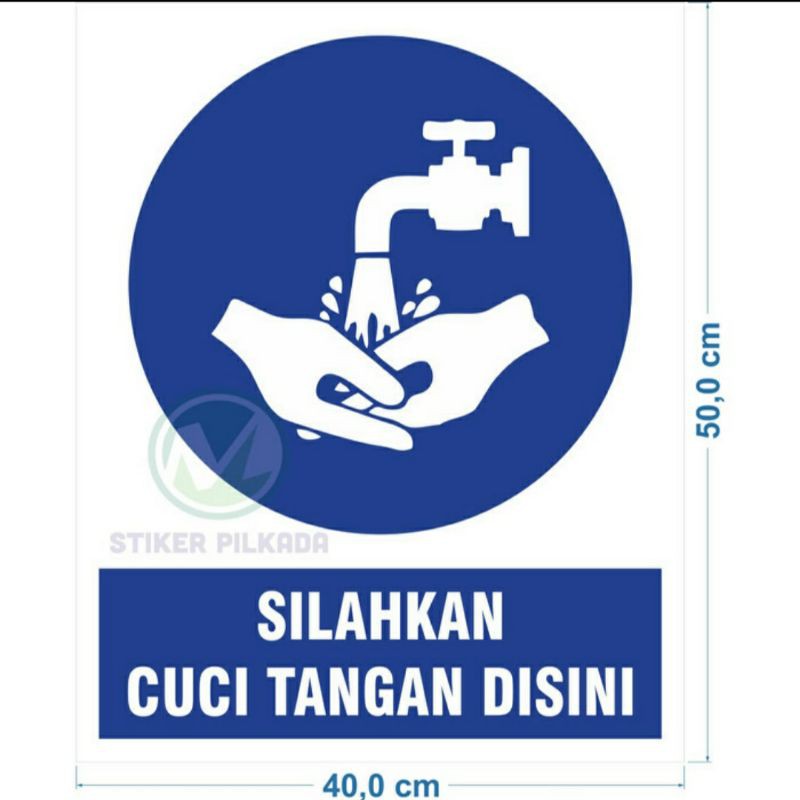 Jual STIKER SILAHKAN CUCI TANGAN DISINI 50x40Cm | Shopee Indonesia