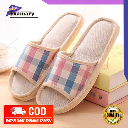 Jual Sandal Selop Linen simple | sendal wanita bahan kain untuk sandal ...