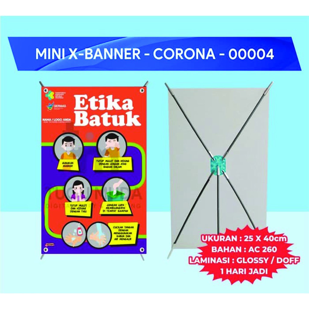 Jual Cetak Mini Banner/Mini X-Banner IVORY 260gr+Laminasi-Etika Batuk ...