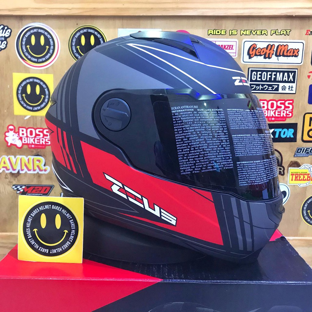 Jual Helm Zeus ZS811 Matt Black J20 Red Zs 811 Full face | Shopee Indonesia