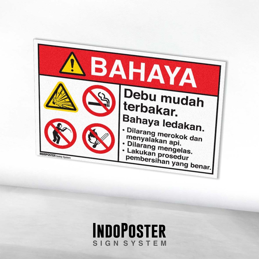 Jual Stiker Safety Sign Rambu K3 ANSI Bahaya Ledakan Debu Mudah ...