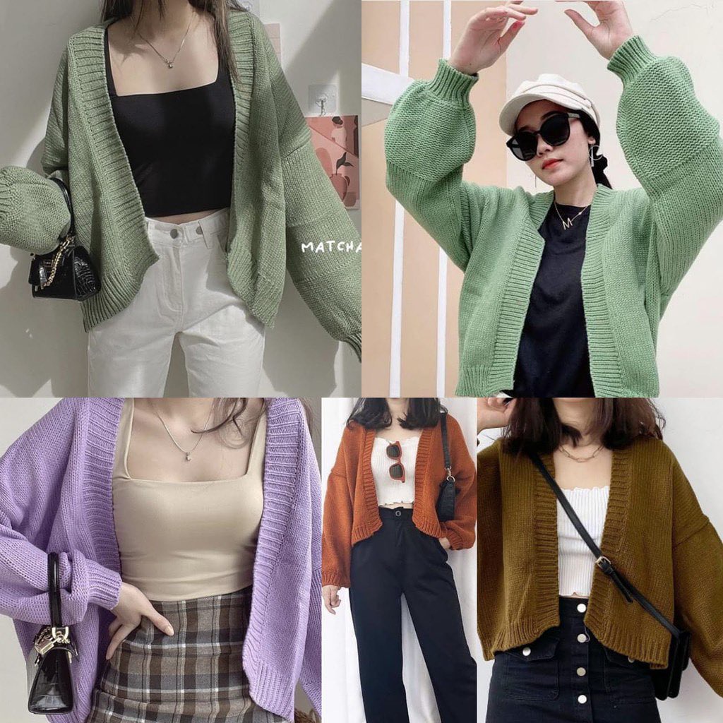 Jual FLUFFY BUBBLE CARDI RAJUT CROP OVERSIZE KNIT HAZEL CARIDIGAN TEBAL OUTER WANITA KNIT ...