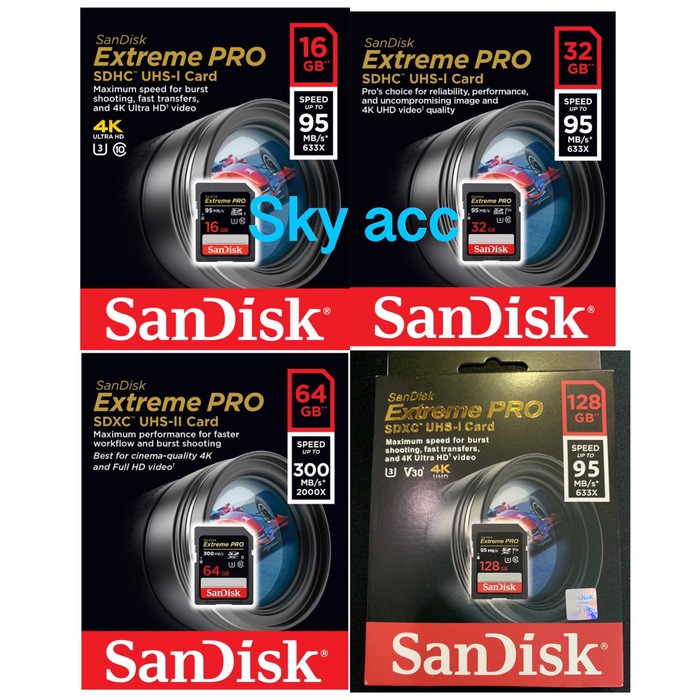 Jual 16GB 32GB 64GB 128GB SANDISK SDHC EXTREME PRO UP TO 95MB/S EXTREME ...