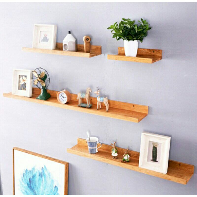 Jual Rak tempel dinding/Rak ambalan kayu murah 1set | Shopee Indonesia