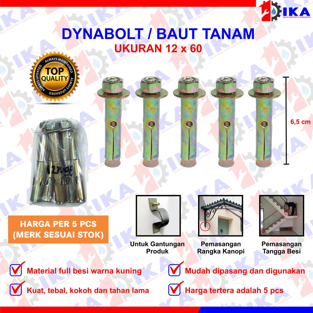 Jual Dinabolt (HARGA 1SET ISI 5BUAH PALING MURAH ) / dynabolt / Baut ...