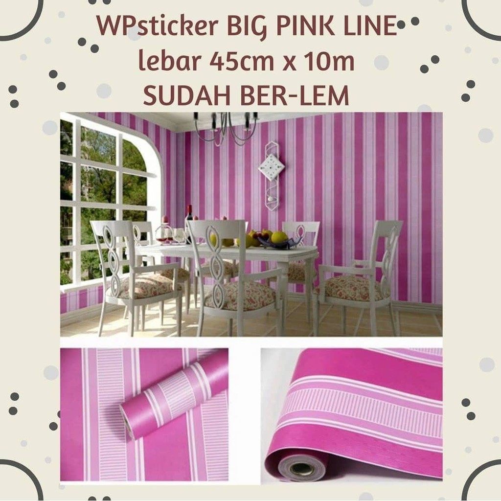 Jual WALLPAPER DINGDING Wallpaper Stiker SALUR GARIS PINK PVC 10 Meter ...