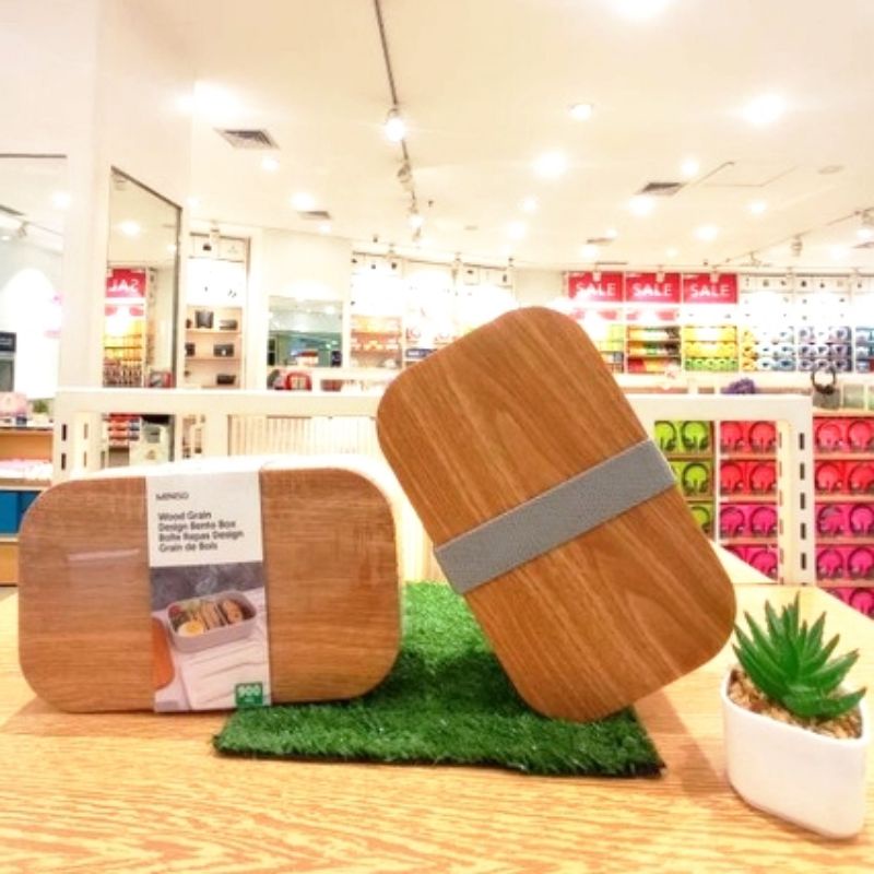 Jual MINISO WOOD GRAIN DESIGN BENTO BOX / KOTAK MAKAN UKURAN 900 ML ...