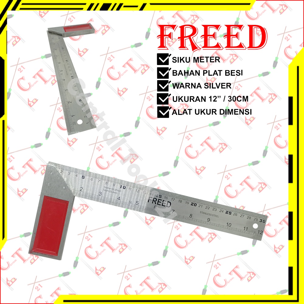 Jual Siku Meter 12 Inch Freed Penggaris Siku Tukang Alat Ukur Dimensi ...