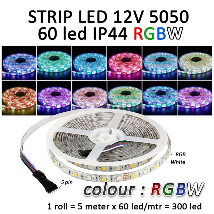 Jual Lampu Led Strip Fleksibel Smd 5050 Rgbw Dc 12v Ip44 Waterproof