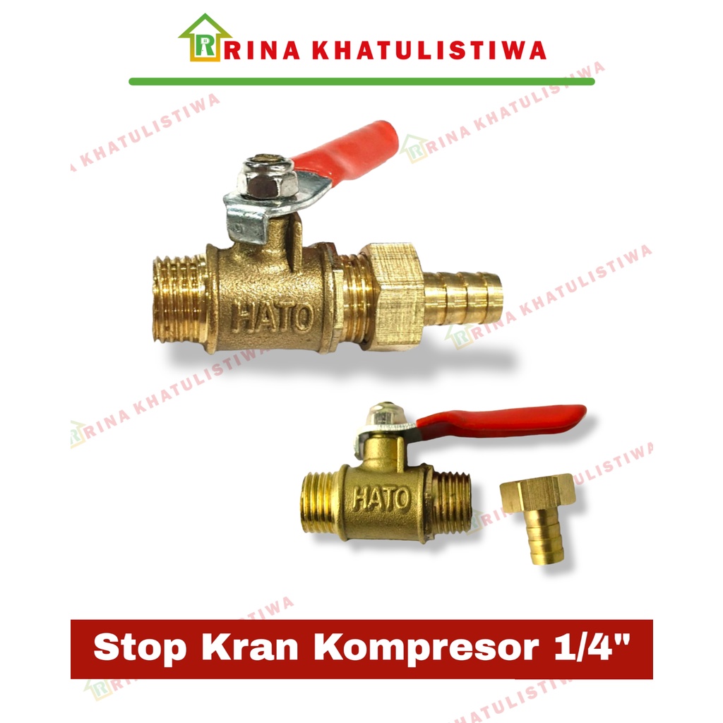 Jual Stop Kran Angin Kompresor HATO kuningan 1/4inch | Stop Kran ...