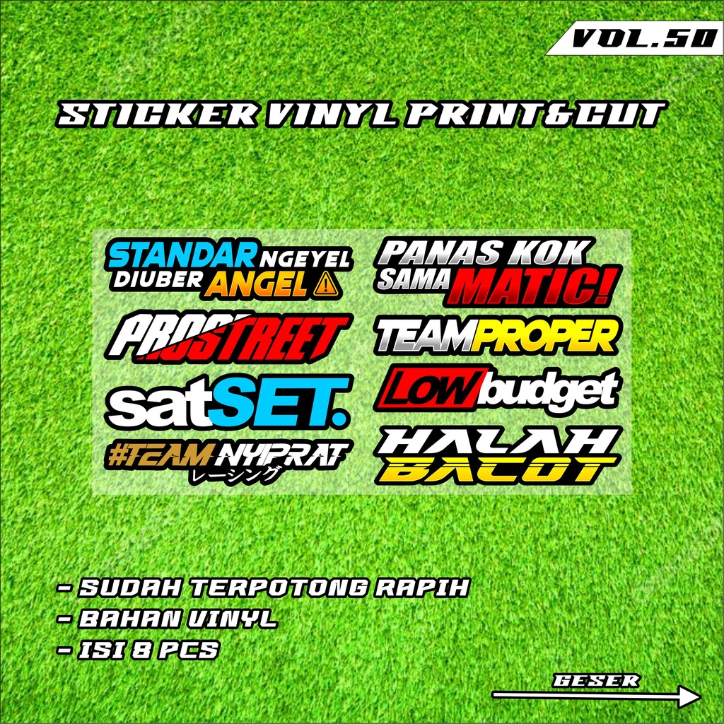 Jual Sticker Racing Vinyl Pack Print & Cut Stiker Motor Sticker VIRAL ...
