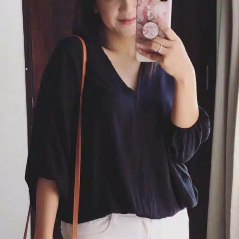 Jual WSE390 - Atasan Hyeri Blouse Jumbo 3XL XXXL Blus Lengan Puff Baju ...