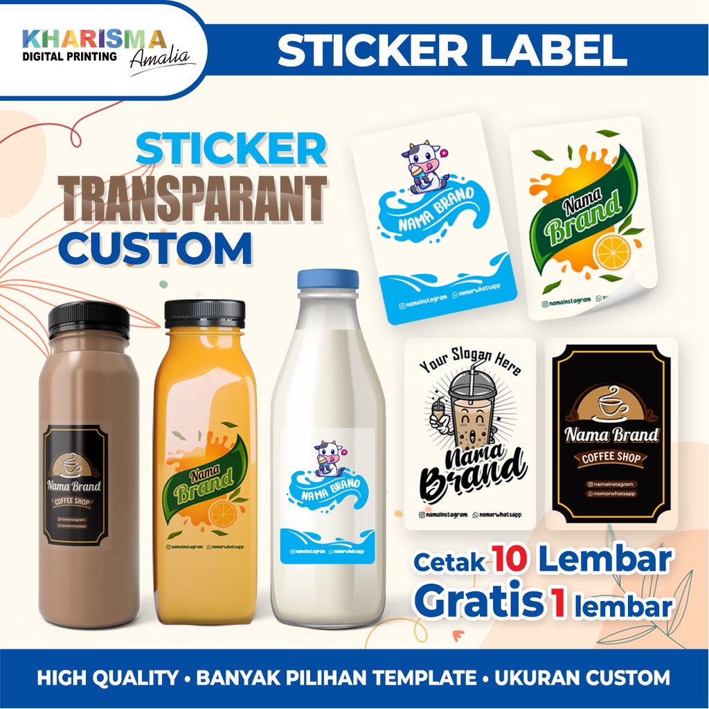 Jual CETAK STICKER TRANSPARAN CUTTING A3+ STIKER MINUMAN KISS CUT ...