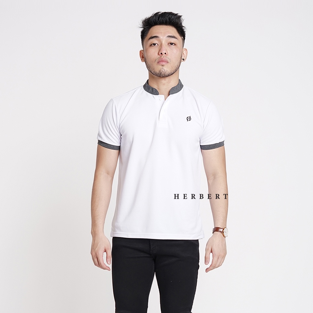 Jual Herbert Kaos Polo Shirt Pria Kerah Shanghai Putih Polos | Shopee ...