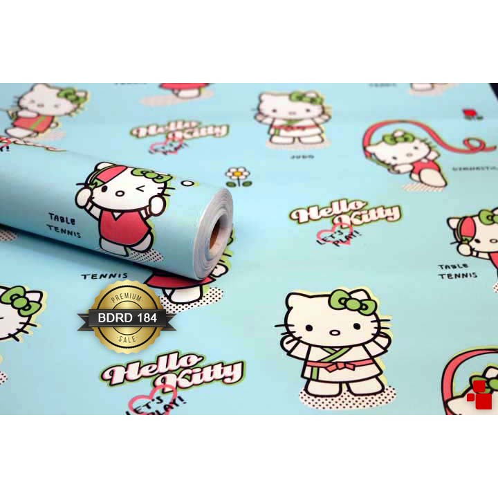 Jual BBRD 184 - 10m x 45cm - Wallpaper Sticker Dinding Anak - Kartun Hello Kitty Sport Biru ...