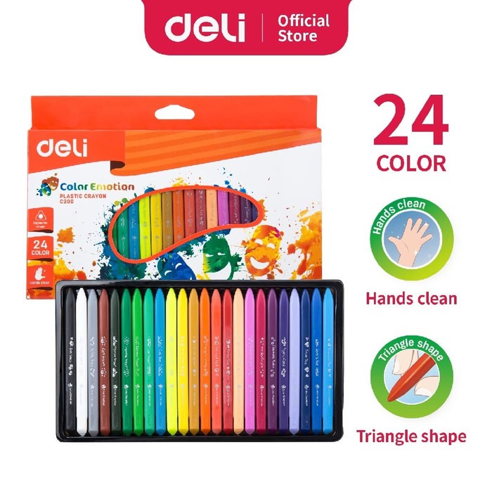 Jual Deli Krayon Sekolah 24 Warna Cerah Bentuk segitiga ergonomis tidak ...