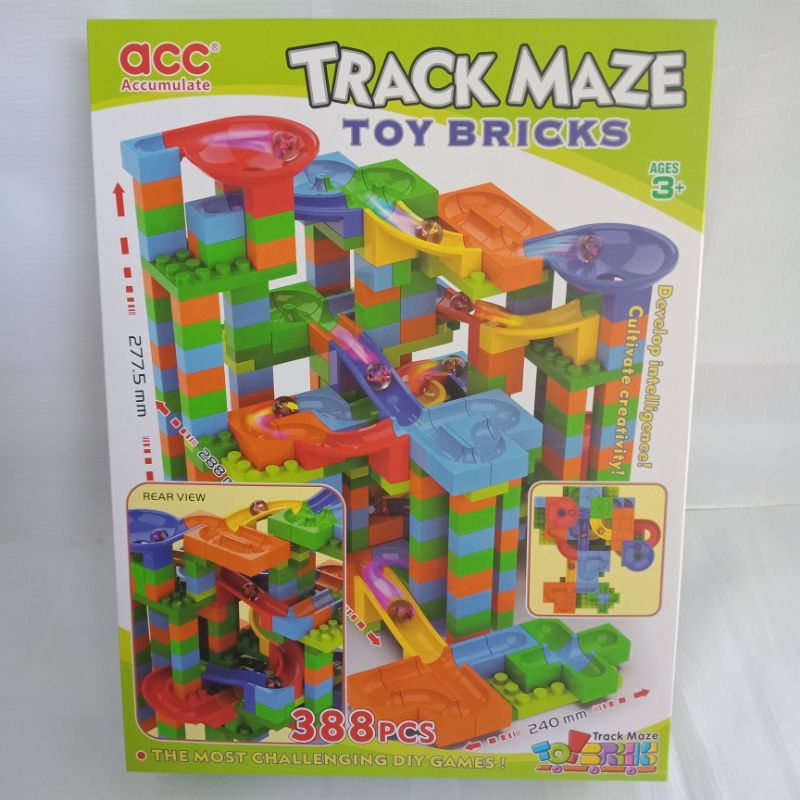 Jual Mainan Track Maze Toy Bricks Marble Run 388 Pcs - Balapan Kelereng ...