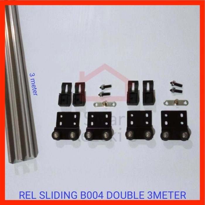 Jual SET Rel Sliding B004 DOUBLE 3 MTR + Roda / Pintu Lemari Gantung Geser | Shopee Indonesia