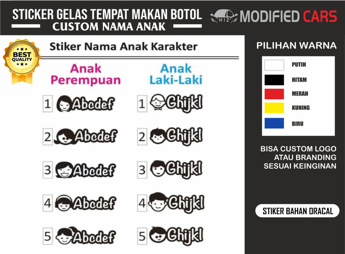 Jual STICKER Gelas Tempat Makan Botol Custom Nama Anak | Shopee Indonesia