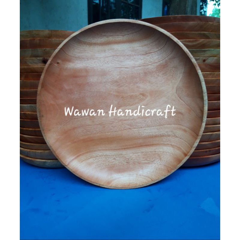 Jual piring kayu 30cm/piring makan/piring saji/nampan/wooddeen plate ...
