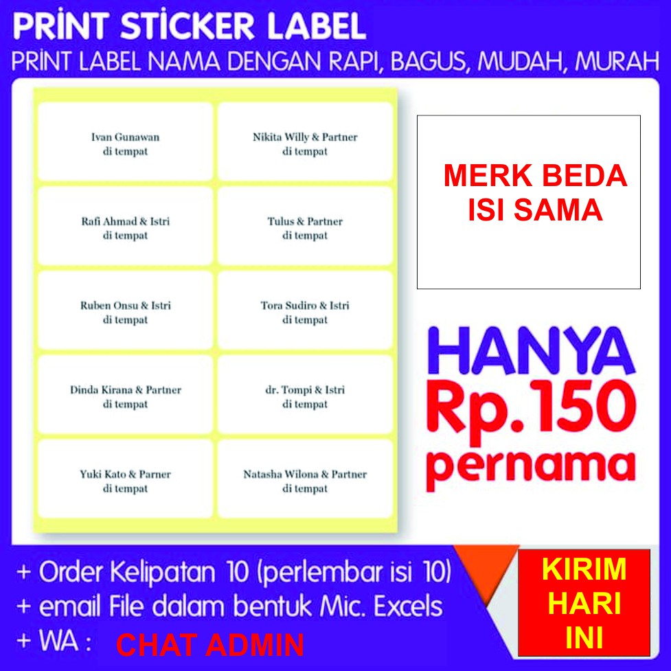 Jual CETAK LABEL UNDANGAN - LABEL UNDANGAN 103 - CETAK LABEL NAMA ...