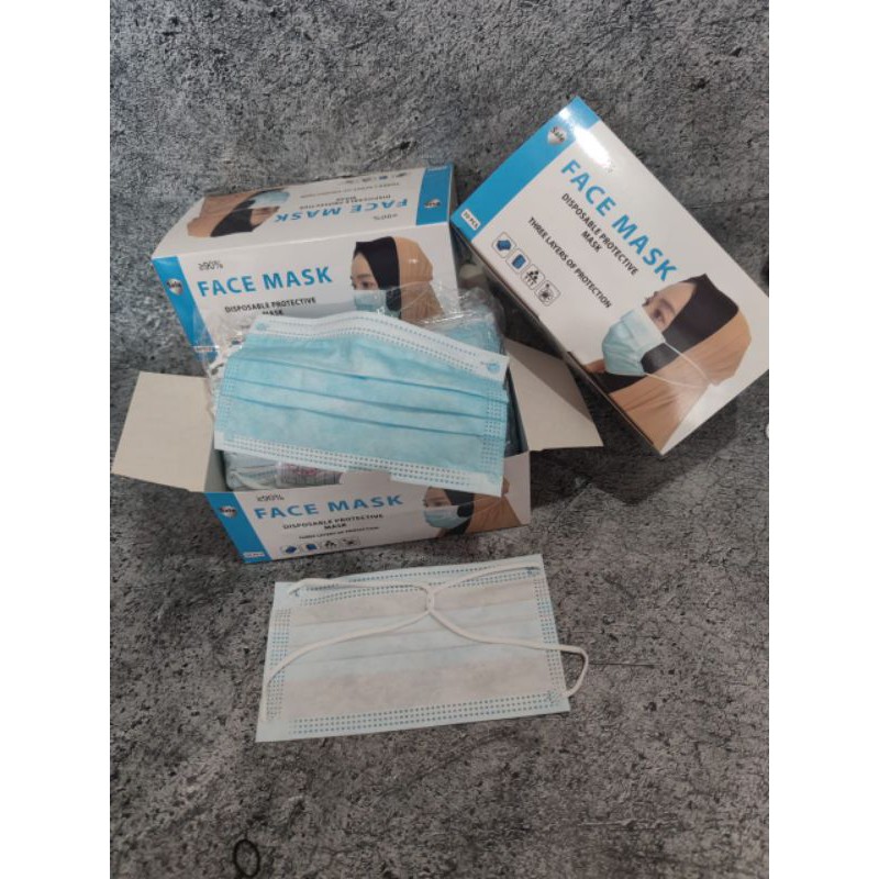 Jual READY STOK MASKER HIJAB HEADLOOP 3 PLY BIRU. MASKER HIJAB MERK ...