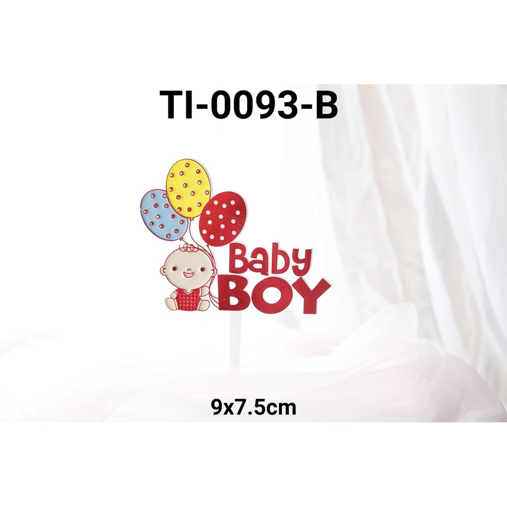 Jual TI-0093-B Cake topper tulisan baby boy one month celebration merah ...