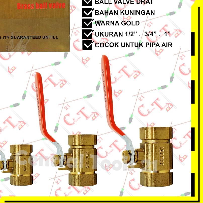 Jual Ball Valve Stop Kran Kuningan 1/2" 3/4" 1" Inch Soligen Stop Keran Engkol Drat | Shopee ...