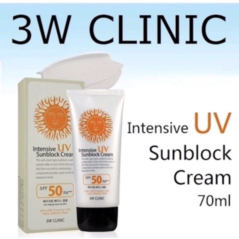 Jual 3W CLINIC Intensive UV sunblock cream SPF 50+ PA +++ | Shopee Indonesia