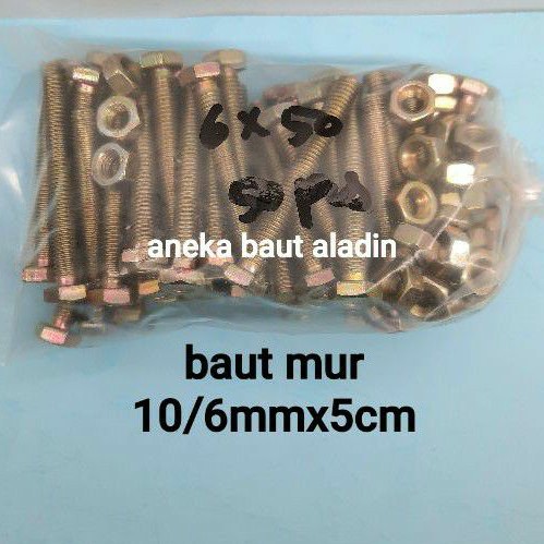 Jual baut dan mur 10. 5cm isi 50set | Shopee Indonesia