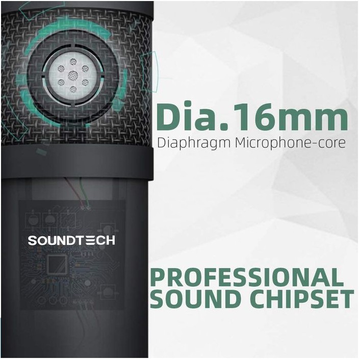 Jual SOUNDTECH USB Microphone Mic Condenser Recording Streaming Podcast ...