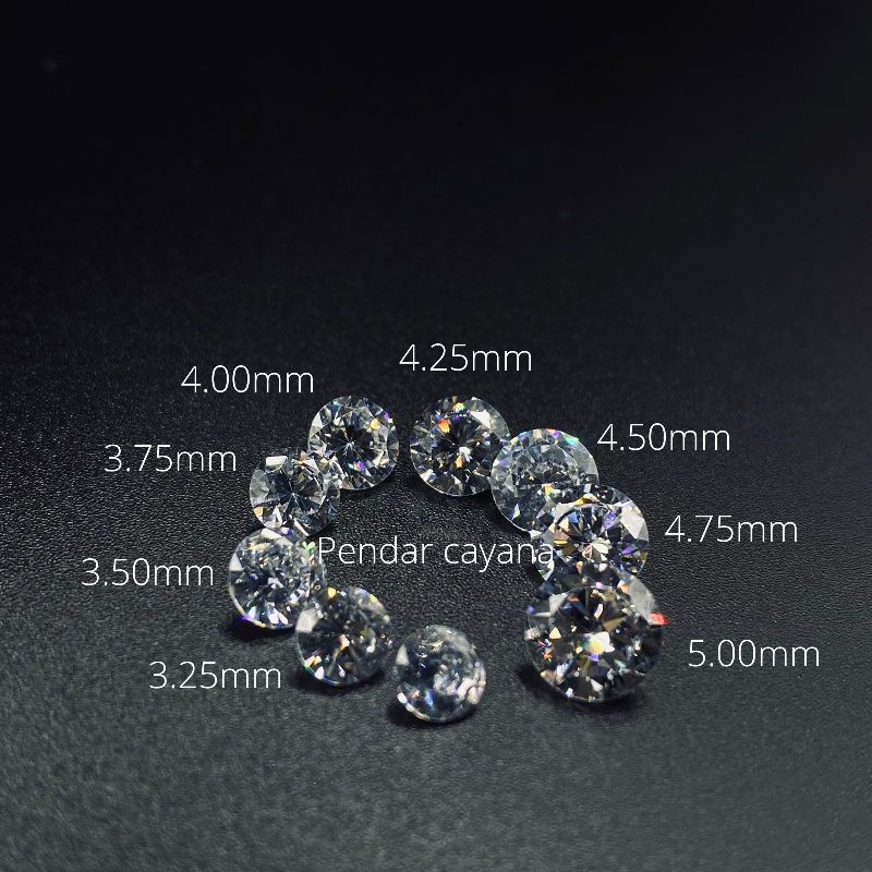 Jual batu permata sirkon AAA / A3 cubic zirconia 3.25 mm - 5 mm round white / GRAM | Shopee ...