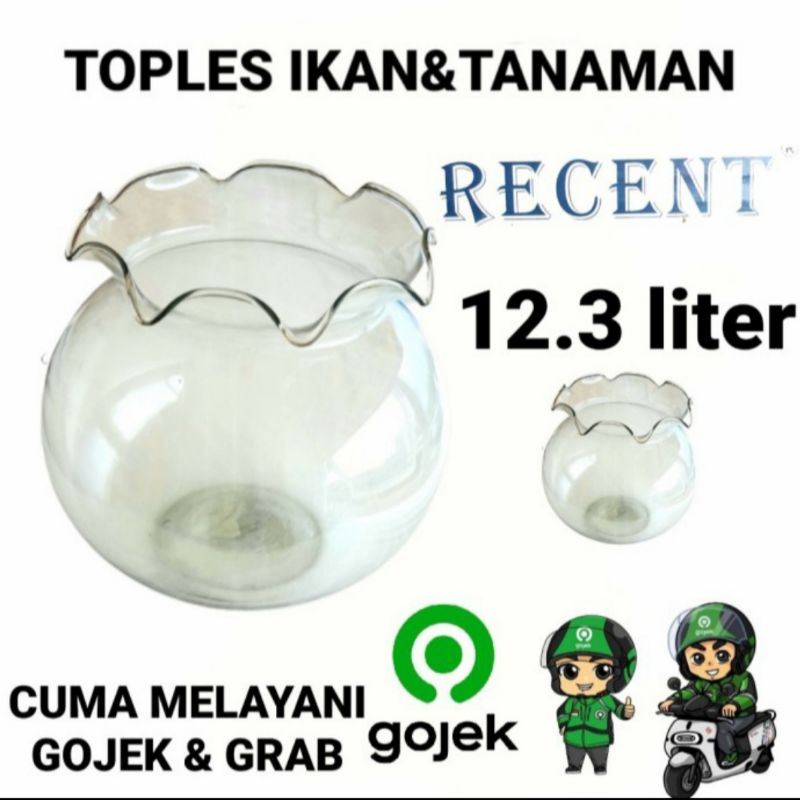 Jual Aquarium Toples Bulat Recent 12,3L (Khusus Gojek&Grab) | Shopee ...