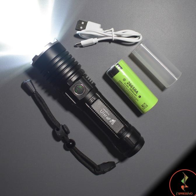 Jual Senter LED XHP-50 ultrafire Cree baterai 26650 rechargeable USB-C ...