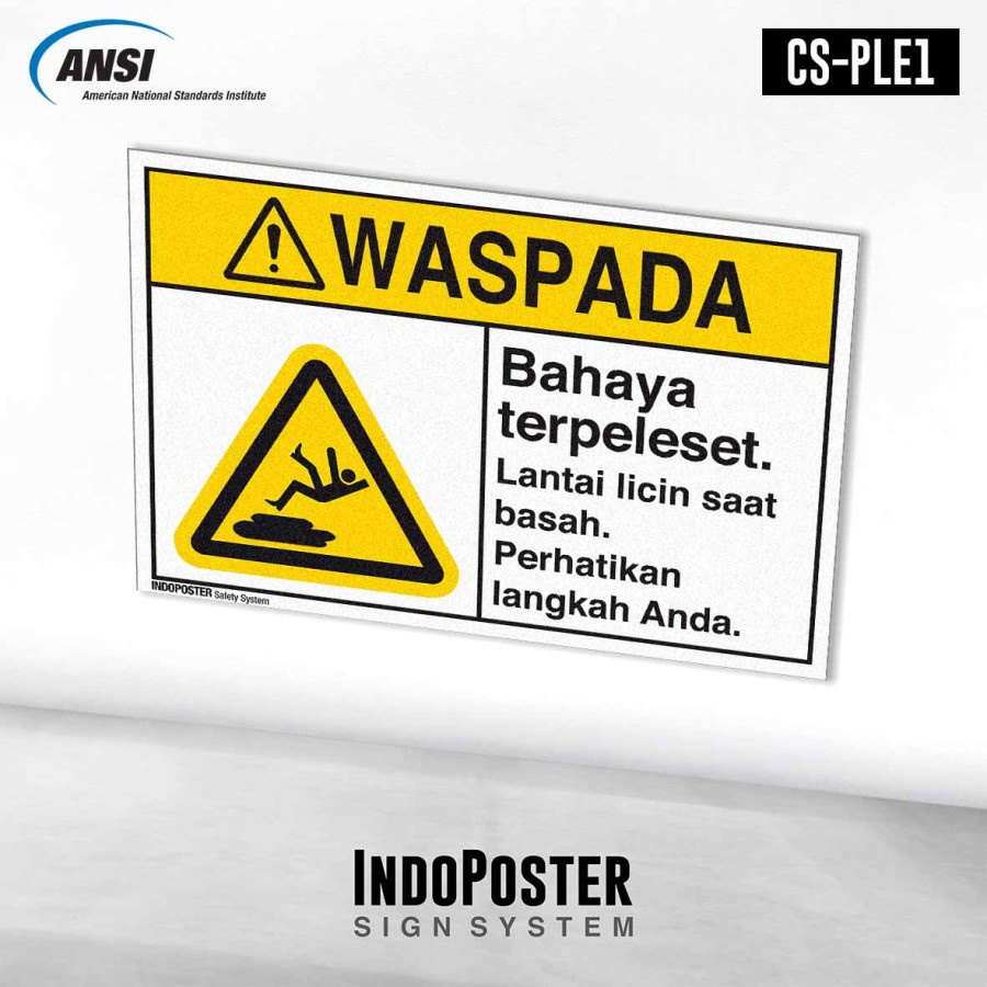 Jual Stiker K3 Safety Sign ANSI Bahaya Terpeleset Perhatikan Langkah ...