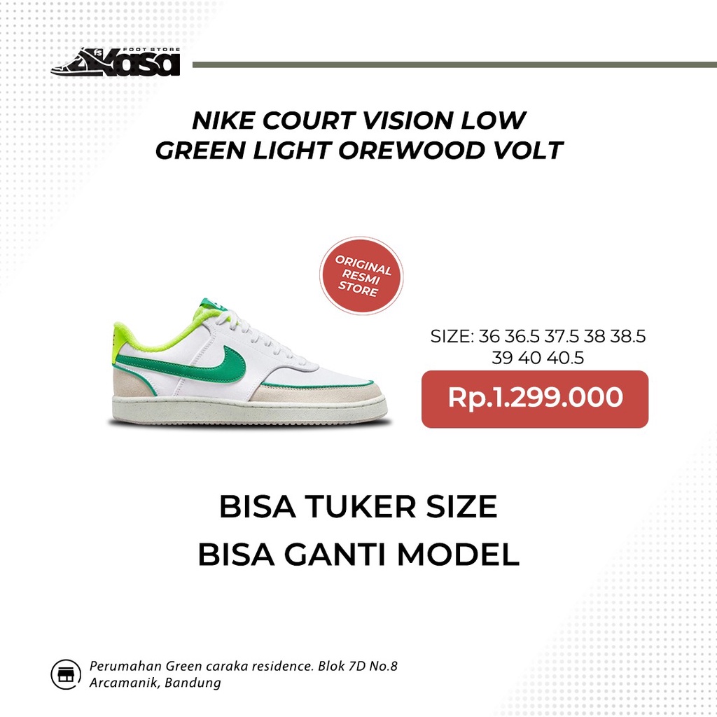 Jual Nike Court Vision Low Green Light Orewood Volt | Shopee Indonesia