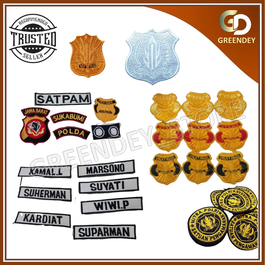 Jual BORDIR NAMA SATPAM ATRIBUT SATPAM GADA UTAMA PRATAMA MADYA ...