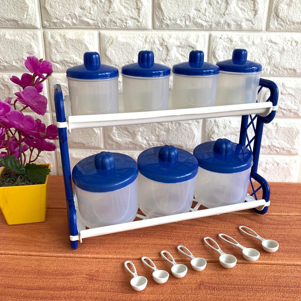 Jual Kitchen Set Bumbu Dapur / Tempat Bumbu 7 Toples + Rak / Murah ...