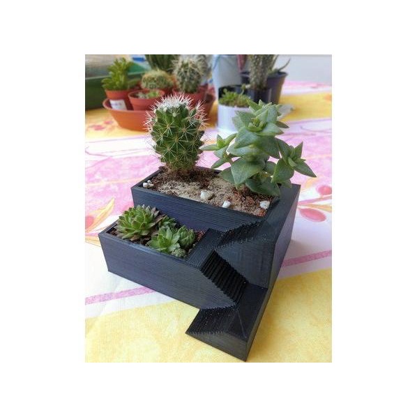 Jual Pot Bunga Mini, cocok untuk dekorasi meja kerja, Putih dan Abu-abu ...