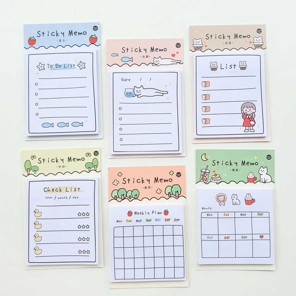 Jual Sticky Notes Planner Cute / Memo Pad To Do List Lucu | Shopee ...