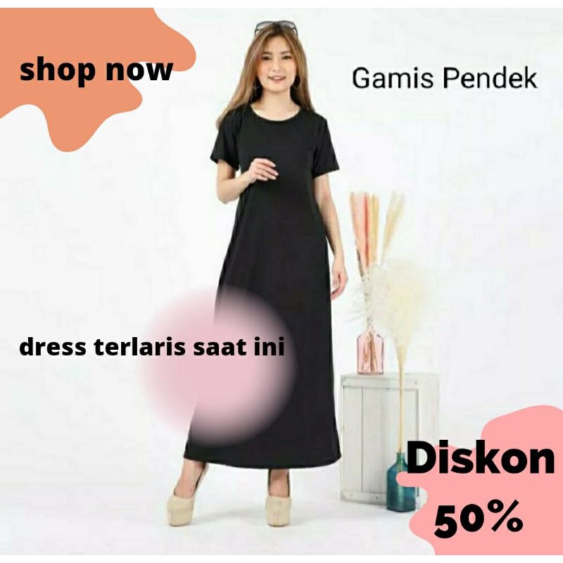 Jual Inner Span Dress Lengan Pendek Size S M L XL XXL LD 92 98 104 110 ...