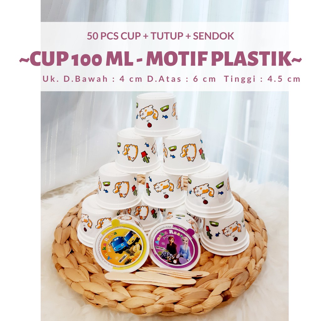 Jual cup es krim - plastik cup ice cream - cup untuk ice cream 100 ml ...
