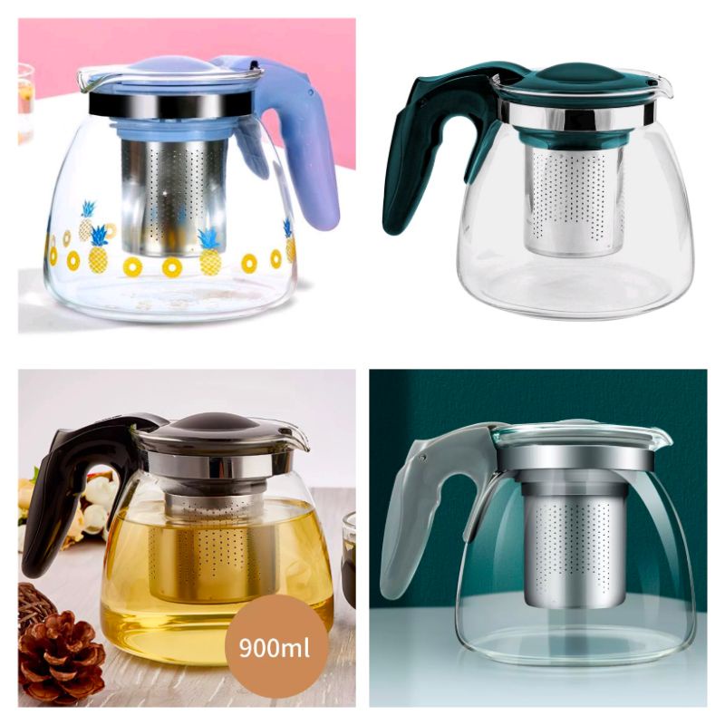 Jual MINISO Teko Kaca 900ml Glass Teapot Infuser Ketel Teh Aman Tea Pot ...