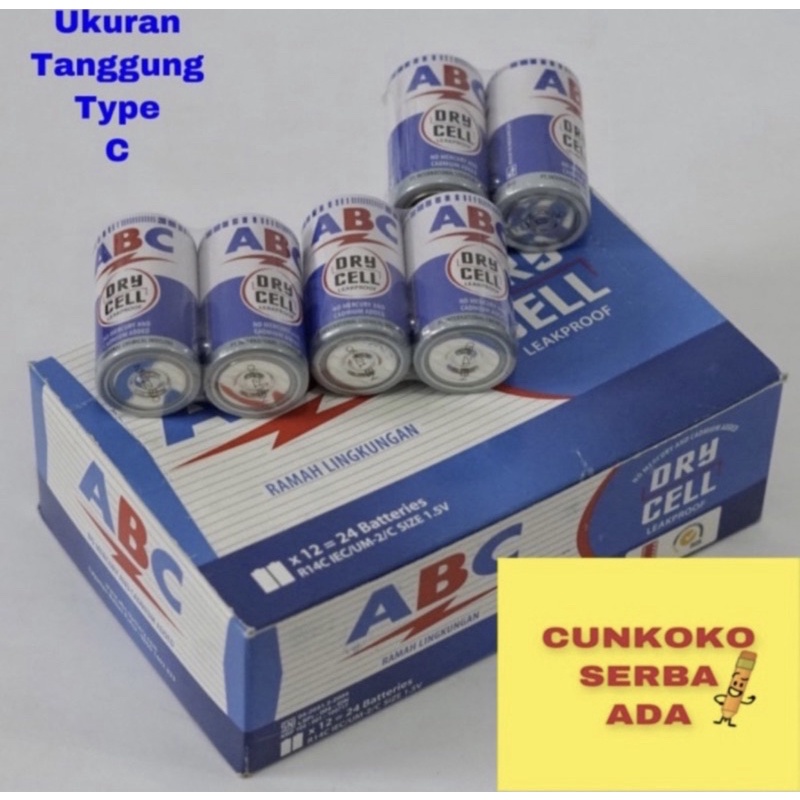 Jual BATERAI ABC ( AA / TANGGUNG ( C ) / BESAR ( D ) / 1 BOX ISI 24 PCS ...