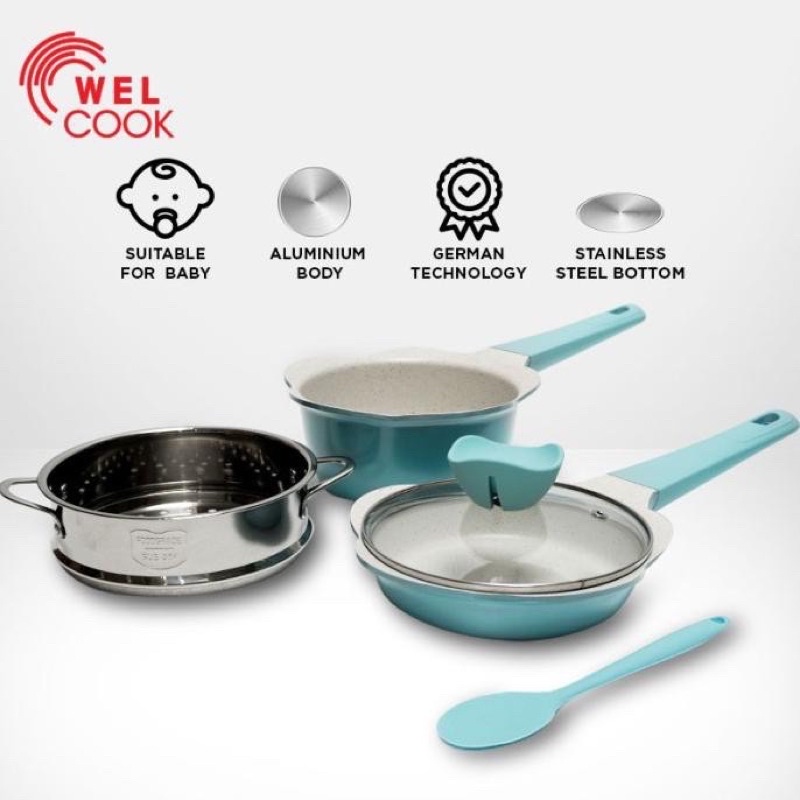 Jual Welcook Baby Cookware Set (Light Blue) | Shopee Indonesia